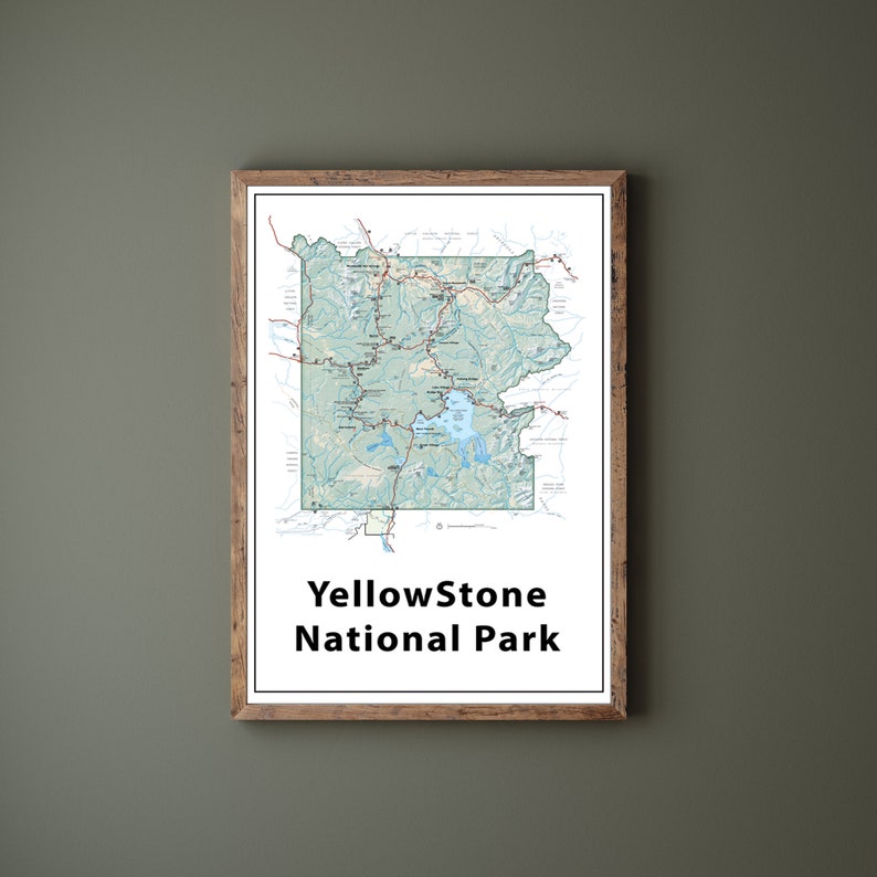 Custom National Park Map Poster - Yellowstone - Map Poster - 20"x30" - Etsy