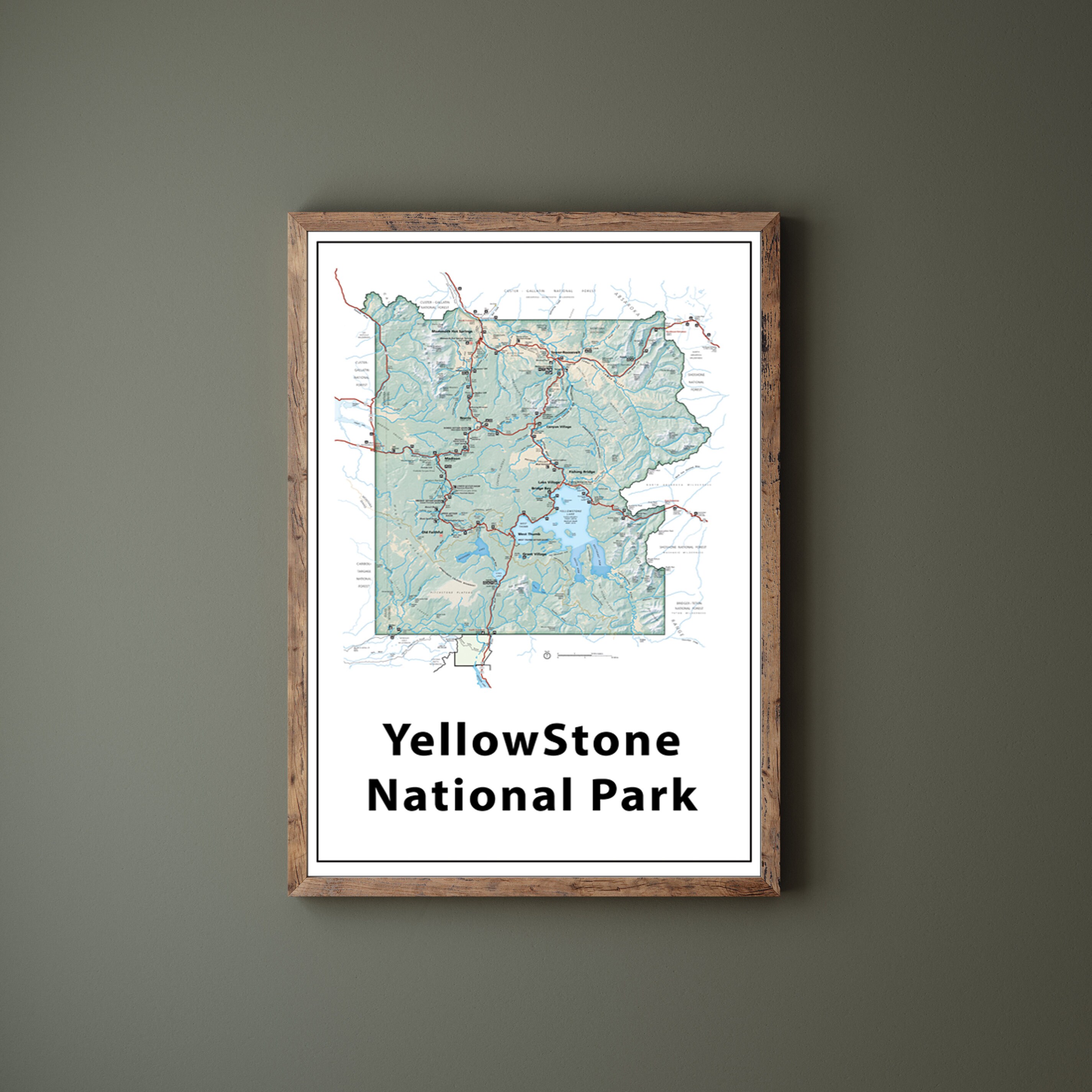 Custom National Park Map Poster - Yellowstone - Map Poster - 20"x30" - Etsy