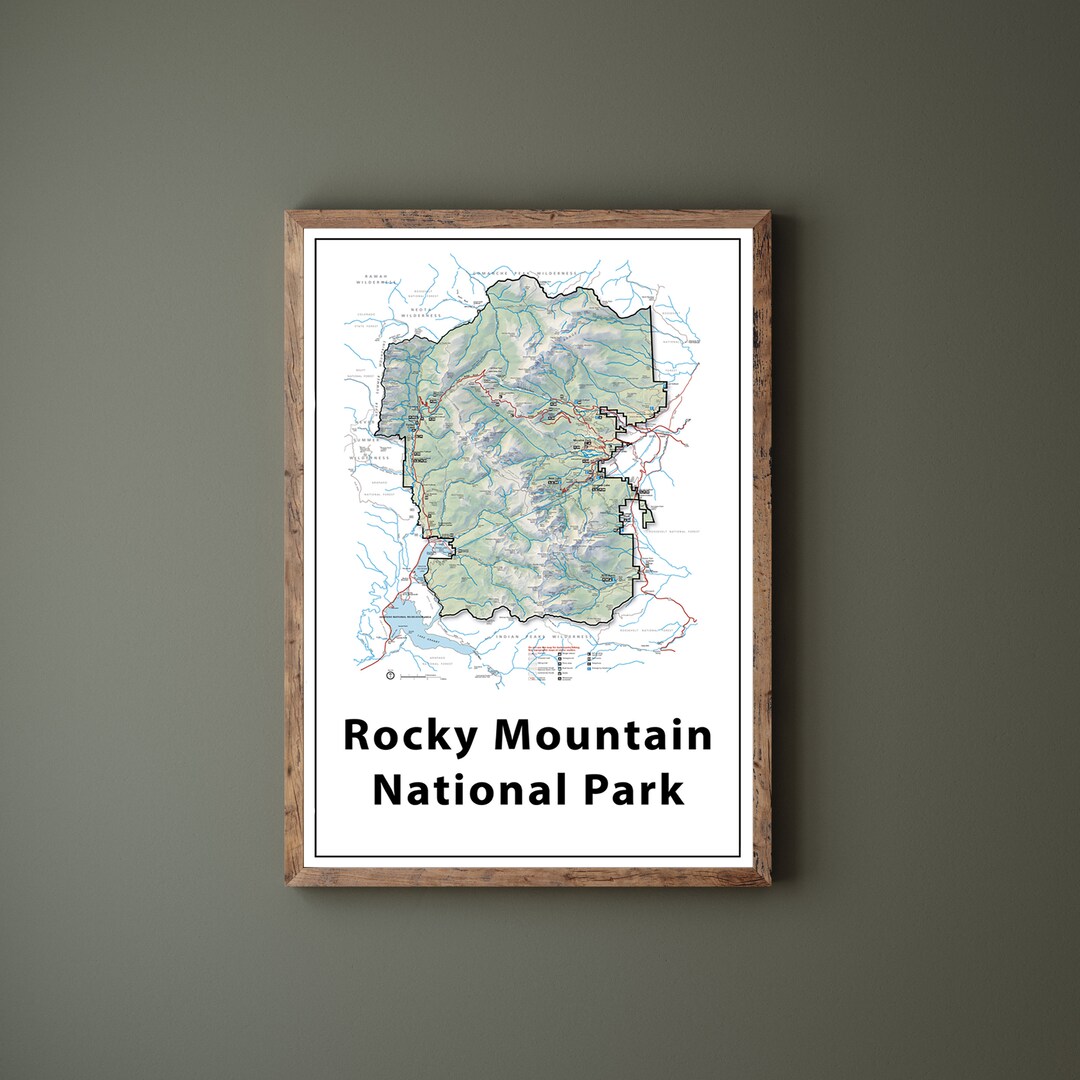 Custom National Park Map Poster - Rocky Mountain - Map Poster - 20"x30 ...