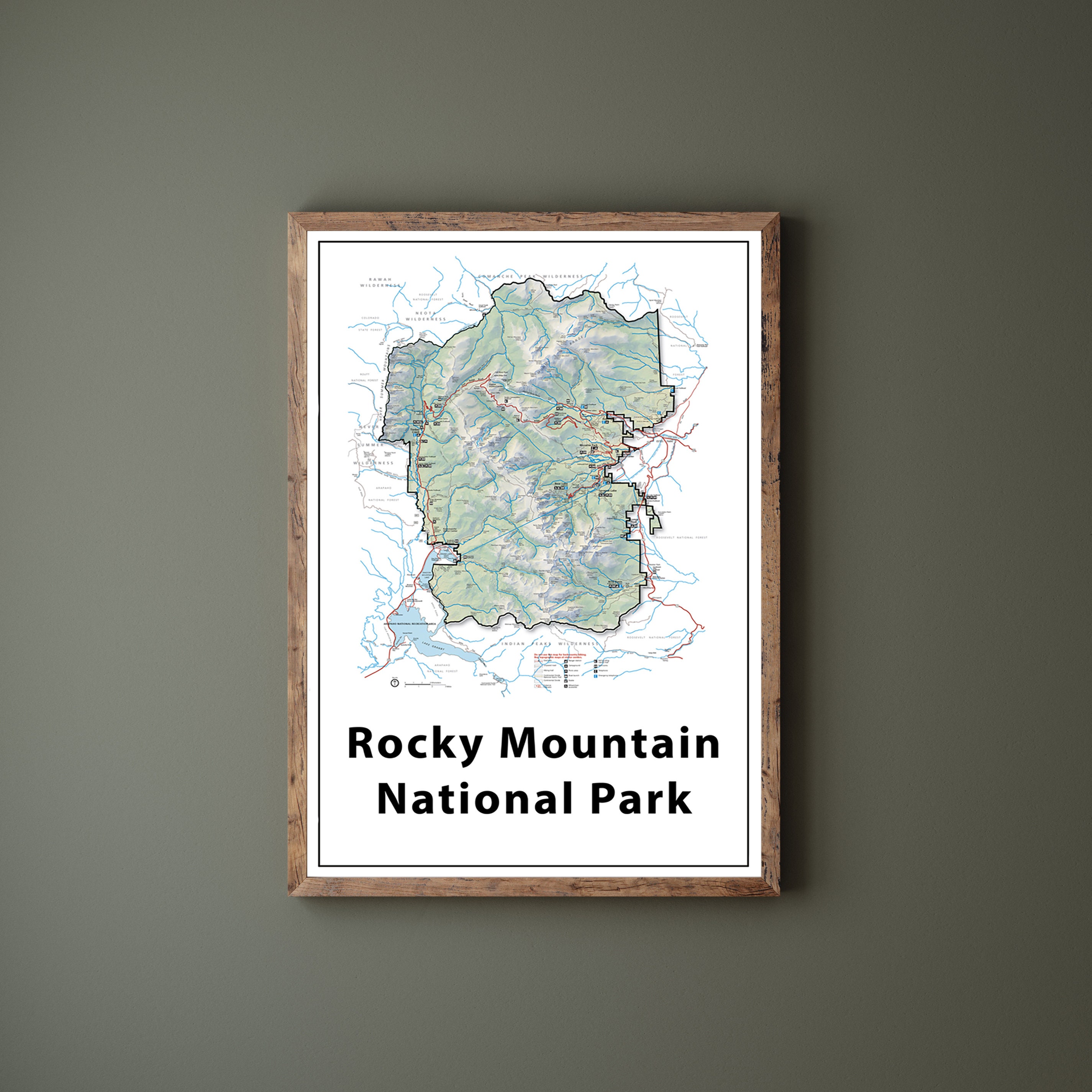 Custom National Park Map Poster Rocky Mountain Map Poster 20x30 - Etsy