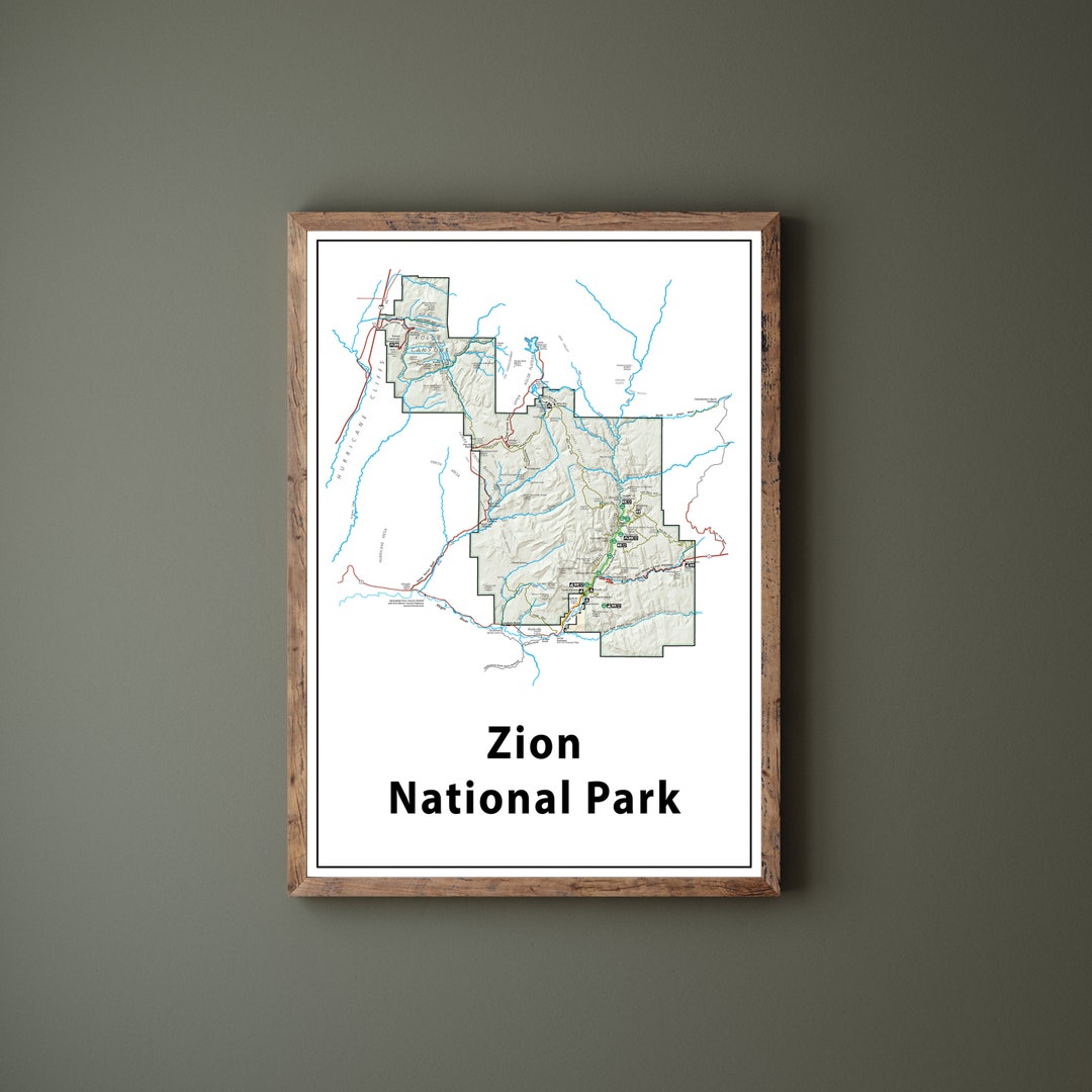 Custom National Park Map Poster - Zion - Map Poster - 20"x30" - Etsy