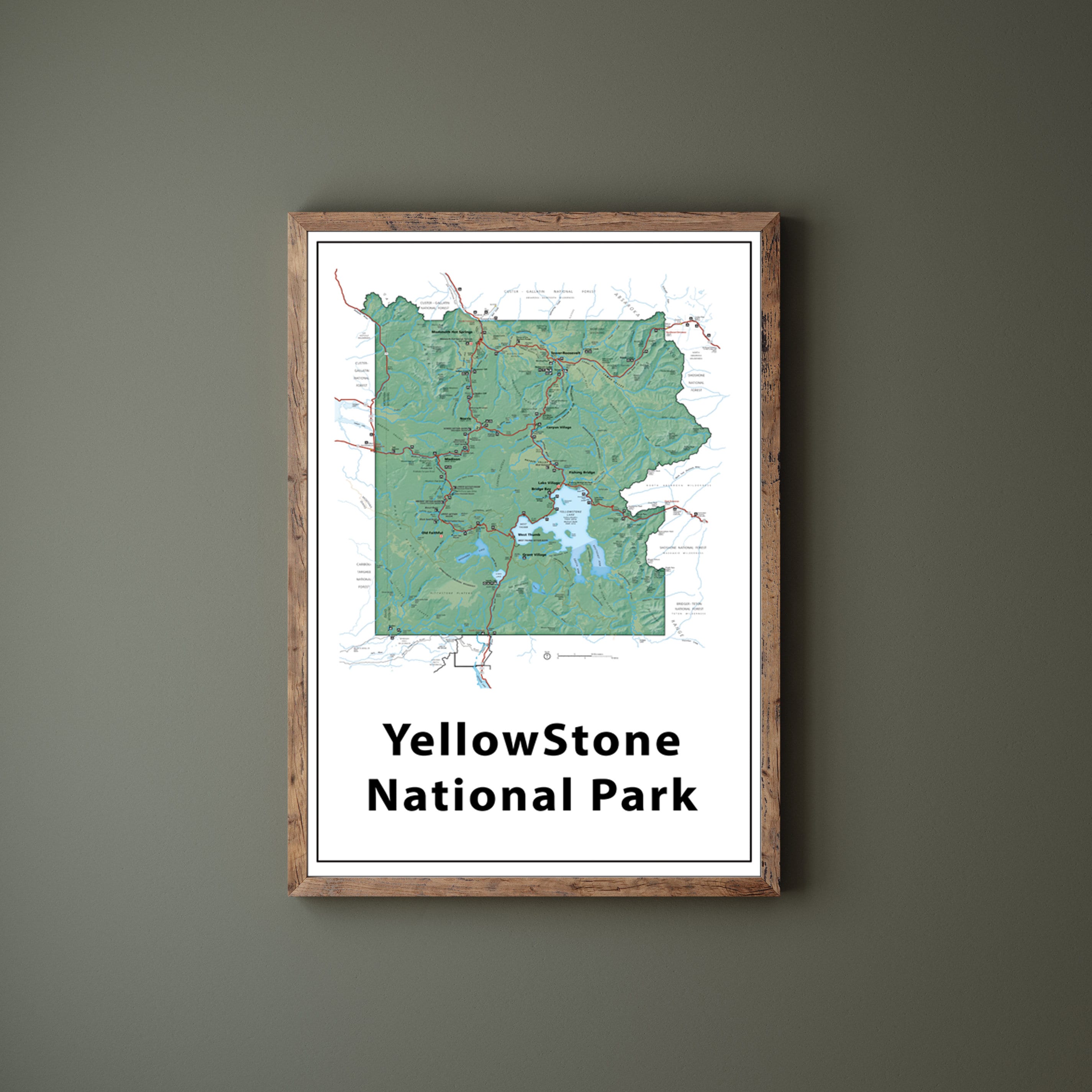 Custom National Park Map Poster - Yellowstone - Digital Download - Map ...