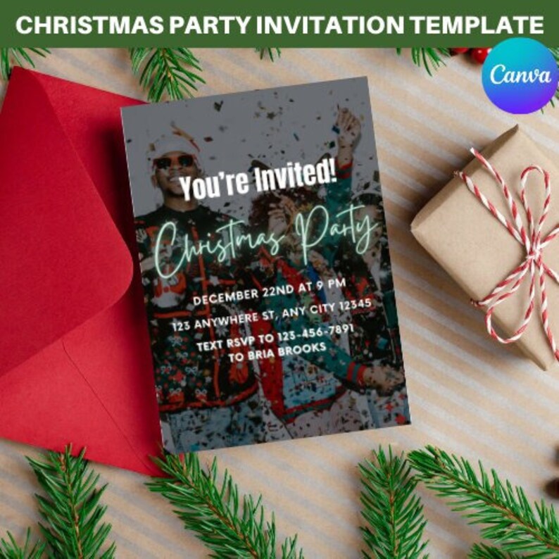 Editable Christmas Party Invitation Evite Templates Printable Christmas ...