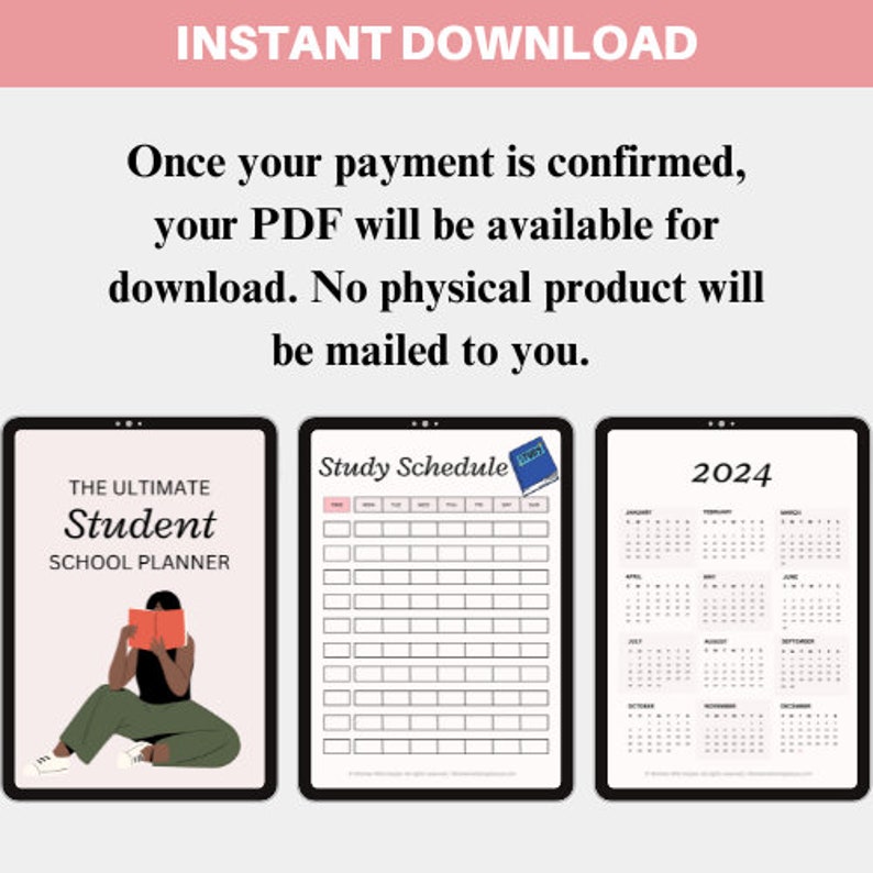 Digital Student Planner Printable 2023 2024 Goodnotes Academic Planner ...