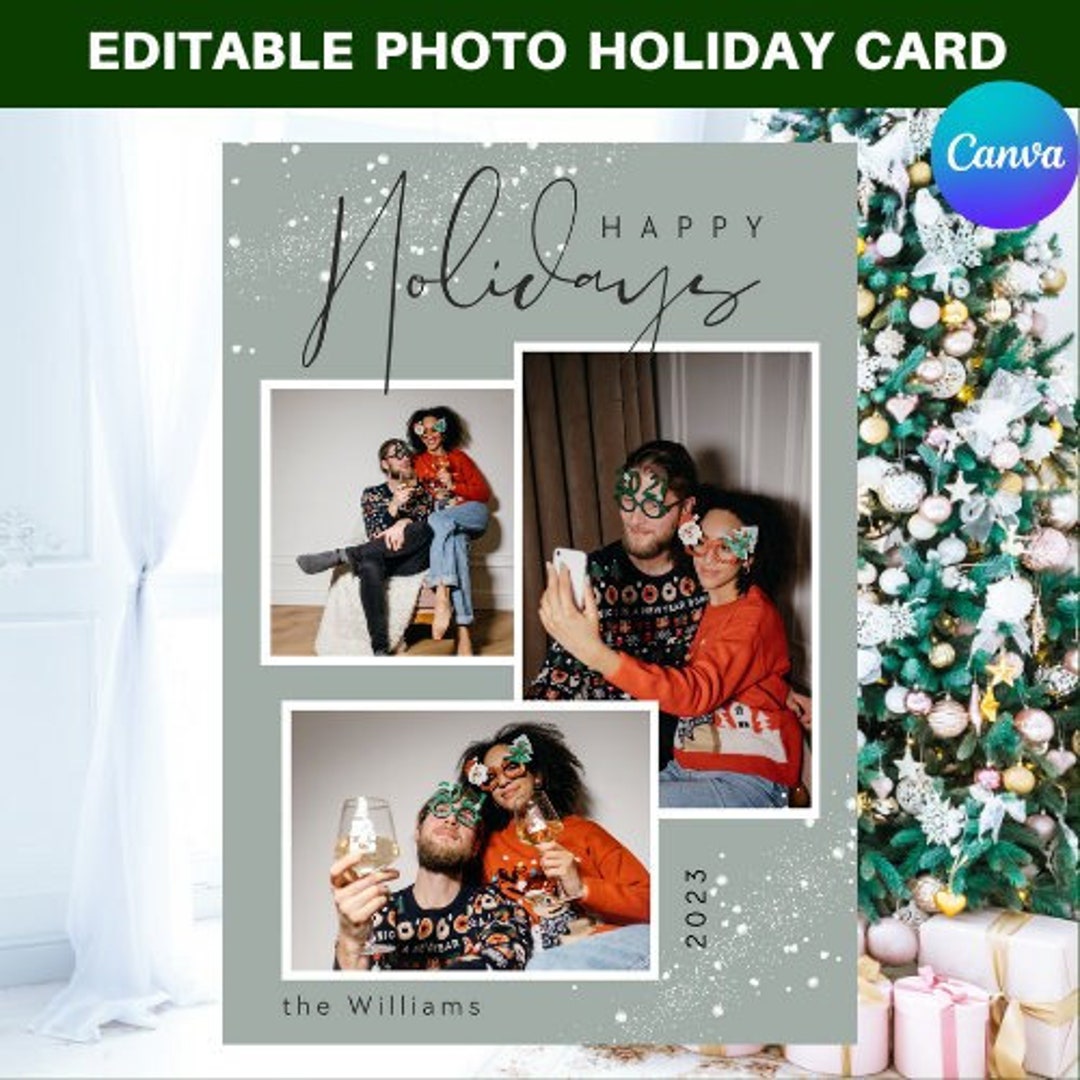 Personalized Holiday Photo Card Template | Editable Holiday Card Design ...