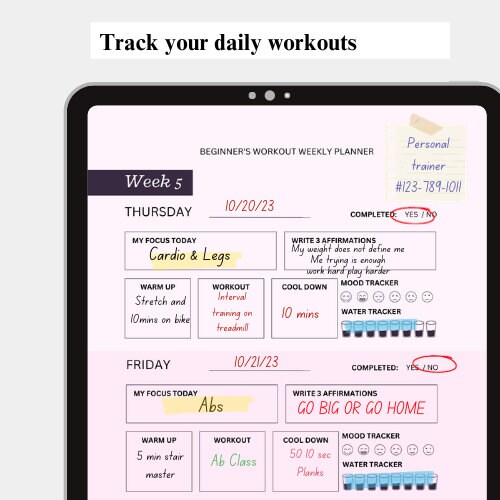 Digital Workout Tracker, Weightloss Journal, Fitness Planner Printable ...