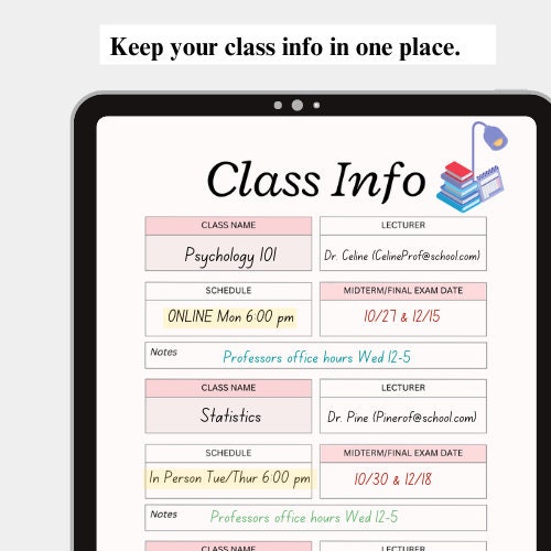 Digital Student Planner Printable 2023 2024 Goodnotes Academic Planner ...