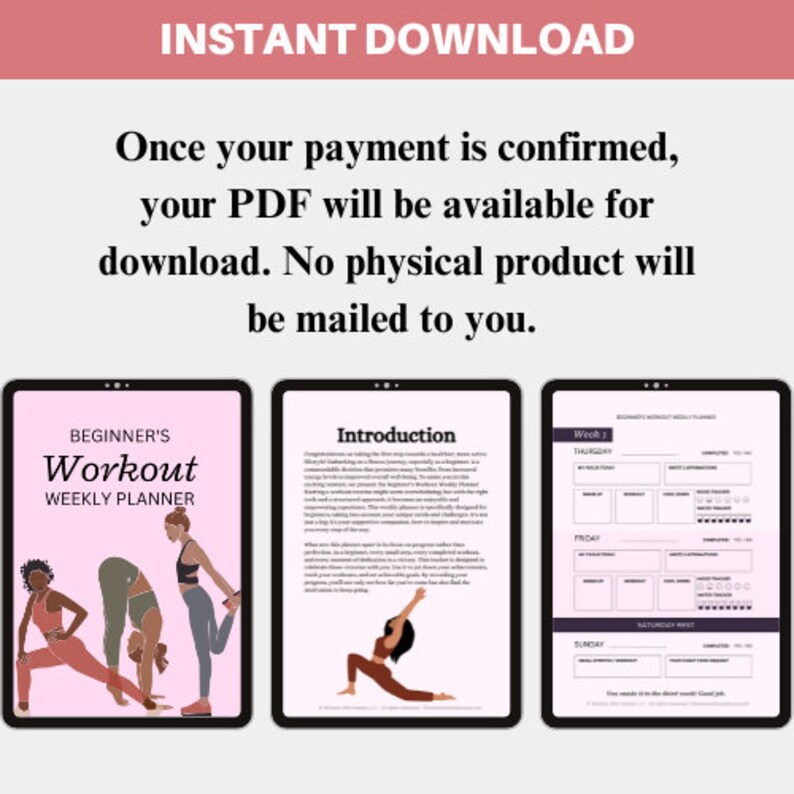 Digital Workout Tracker, Weightloss Journal, Fitness Planner Printable ...