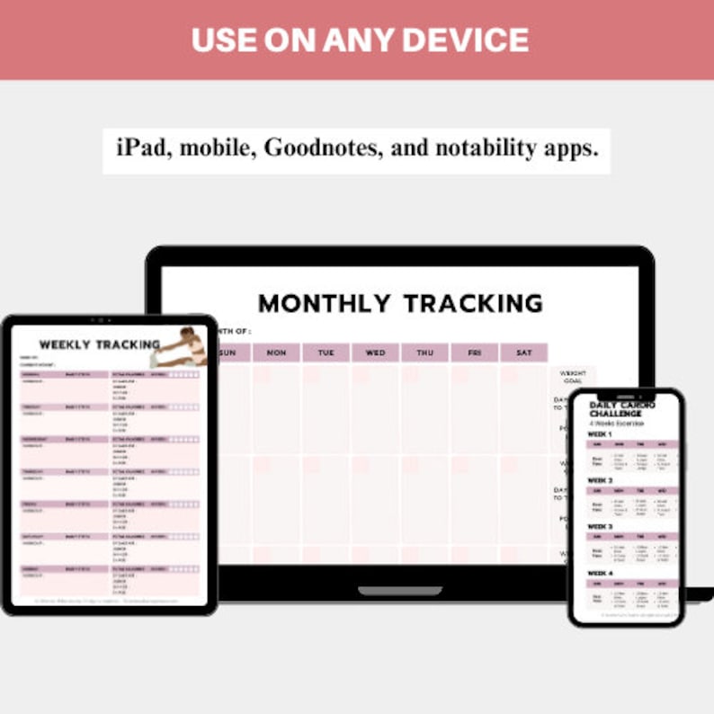 Digital Weight Loss & Fitness Planner: Minimalist Journal (PDF) - Etsy