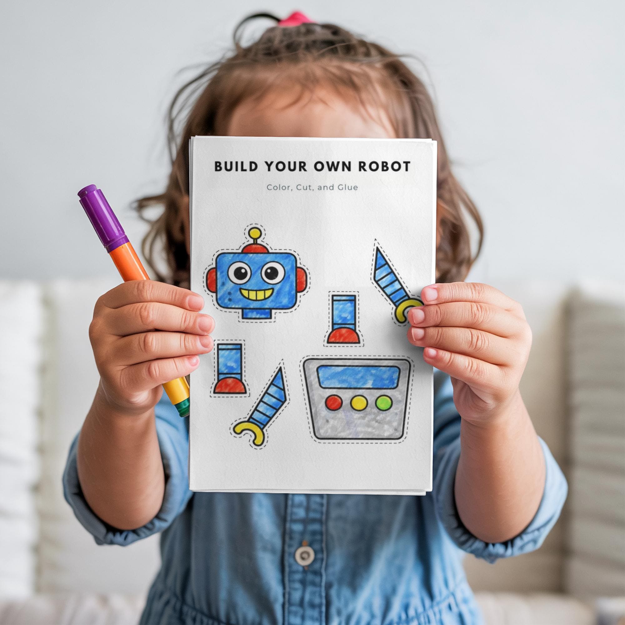 BUILD A ROBOT | Printable Robot Craft Template for Kids | Color, Cut ...