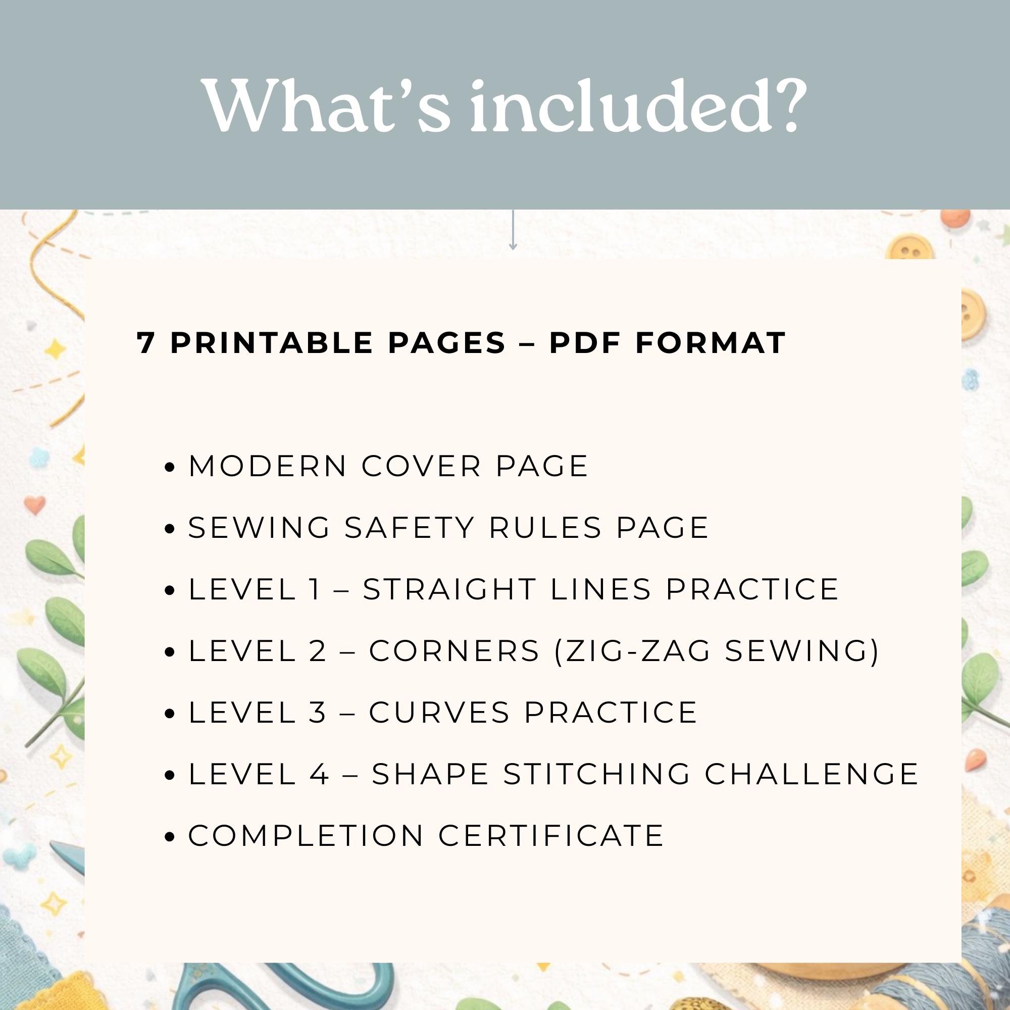 Beginner Sewing for Kids Printable Workbook | Hand Sewing Practice ...