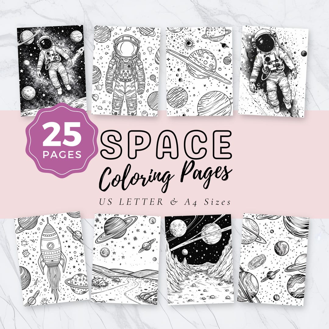 Outer Space Coloring Book, Fun Printable PDF for Kids and Adults, 25 ...