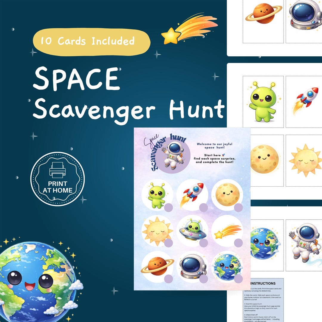 Outer Space Scavenger Hunt for Kids, Fun Space Game, Indoor Outdoor ...