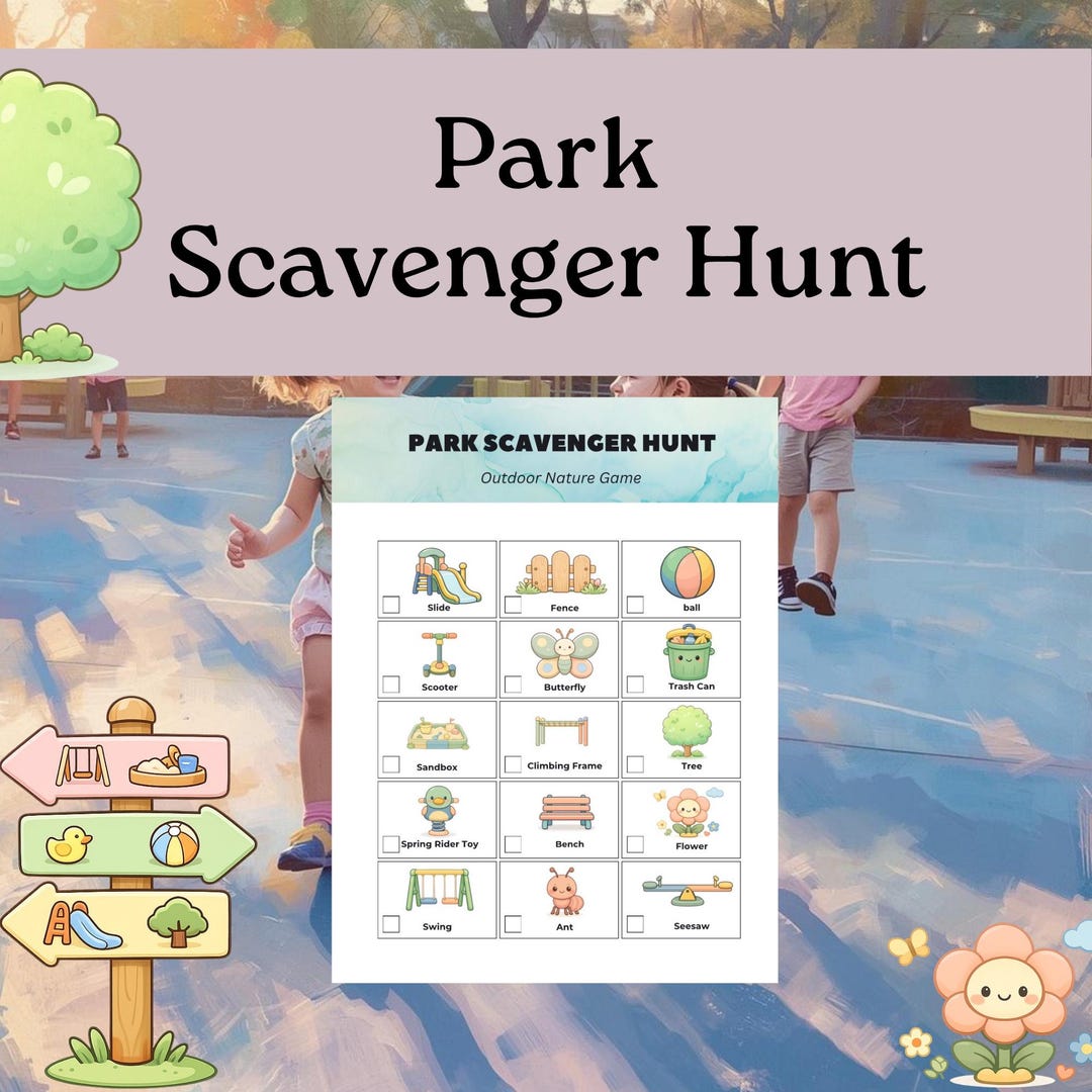 Scavenger Hunt for Kids, Printable Playground Activities, Outdoor Games ...