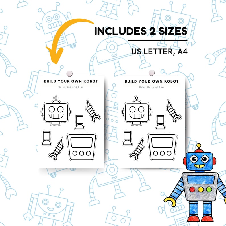 BUILD A ROBOT | Printable Robot Craft Template for Kids | Color, Cut ...