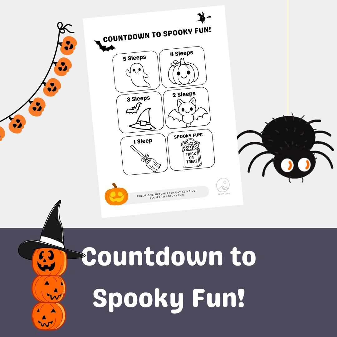 Halloween Countdown Coloring Page | Countdown Chart | Colouring ...