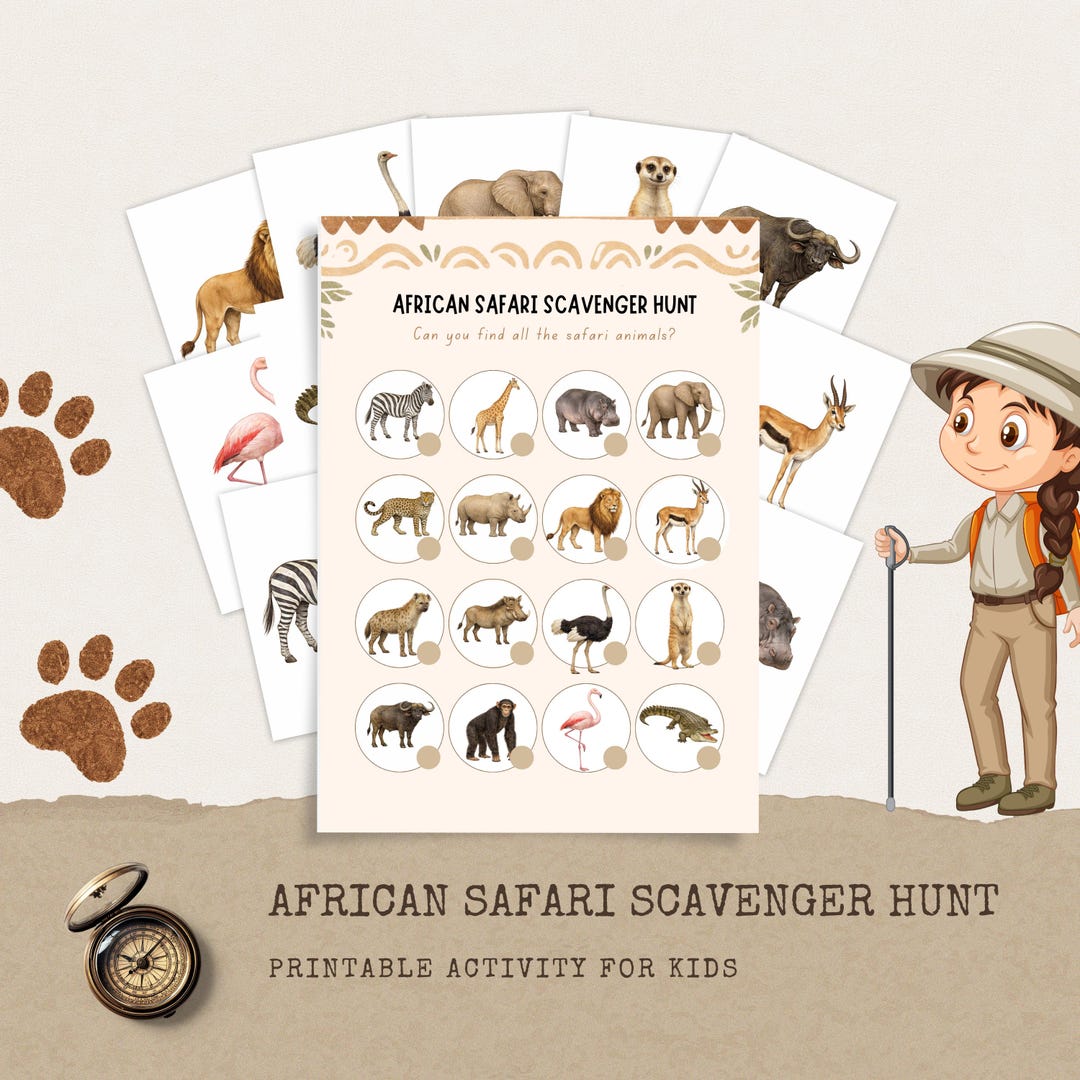 Safari Scavenger Hunt for Kids, Printable Birthday Game, Jungle ...