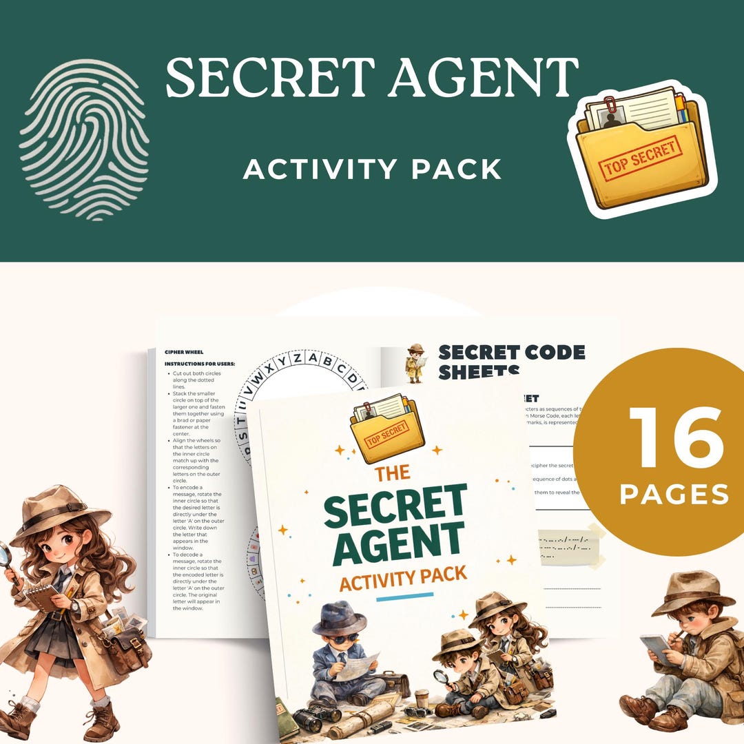 SECRET AGENT Activity Pack, Spy Games for Kids, Code Breaking ...