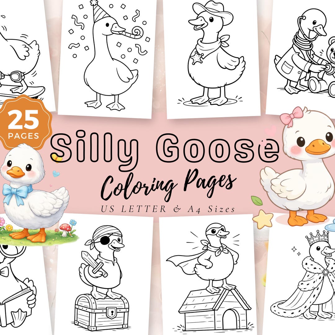 Silly Goose Coloring Book | Cute Animal Coloring Sheets | Funny Duck ...