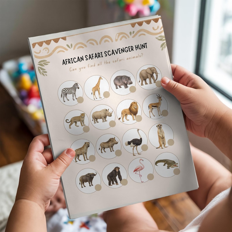 Safari Scavenger Hunt for Kids, Printable Birthday Game, Jungle ...