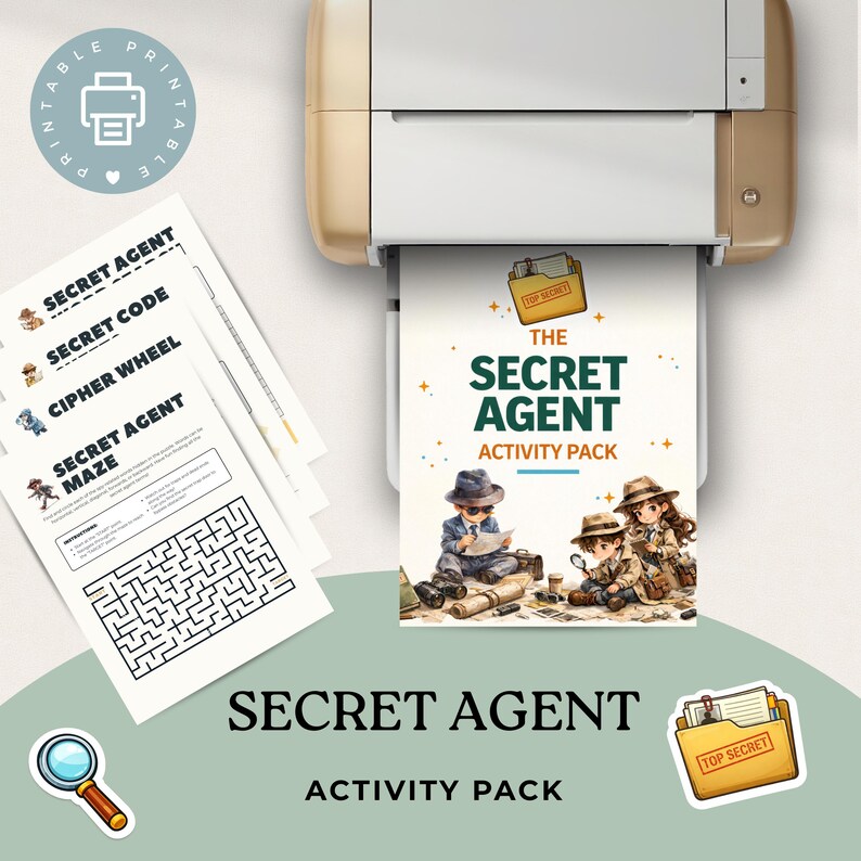 SECRET AGENT Activity Pack, Spy Games for Kids, Code Breaking ...