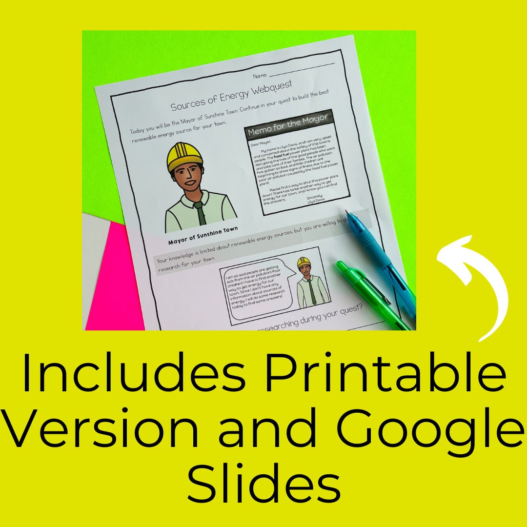 Renewable Energy Resources Webquest Research Project Activity - Etsy