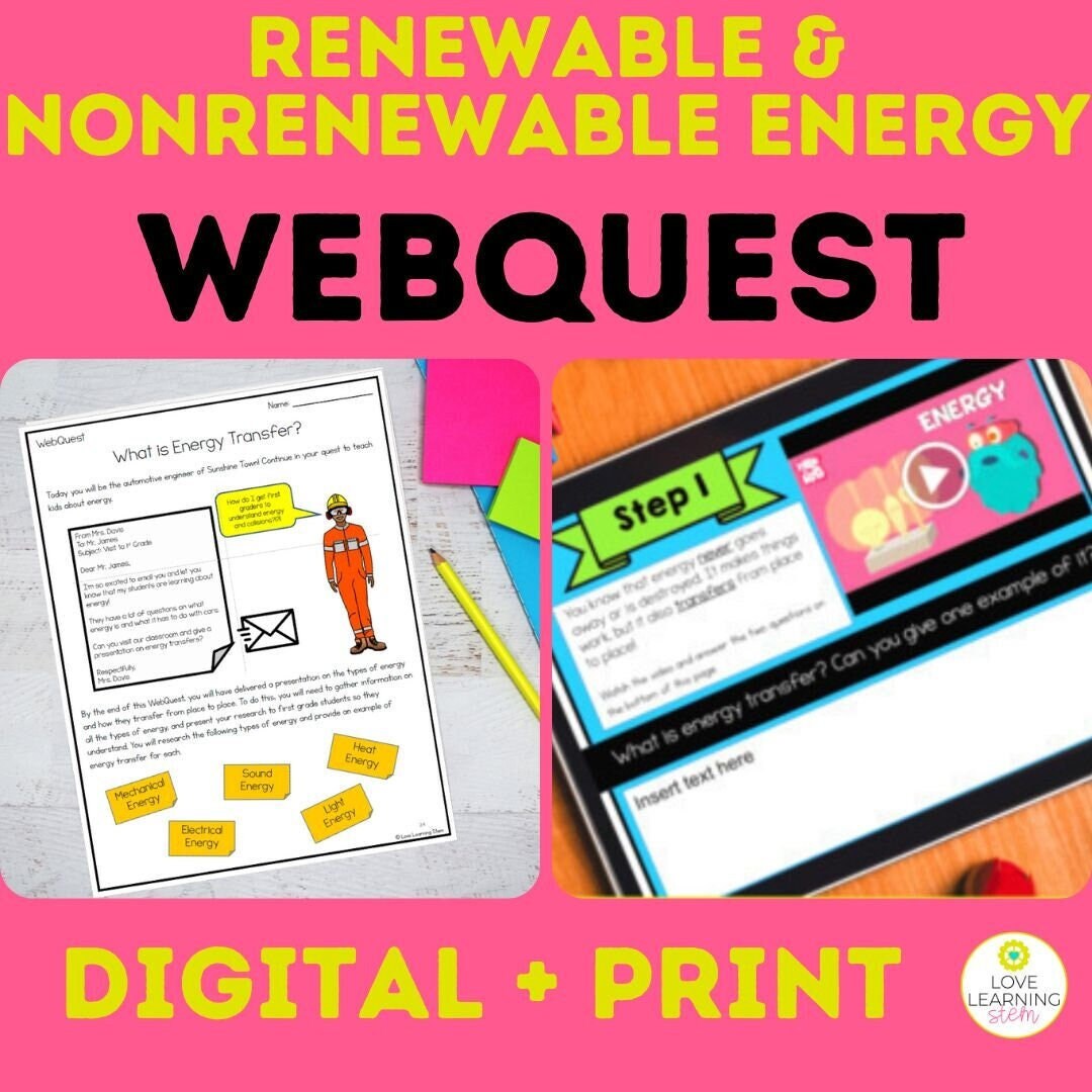 Renewable Energy Resources Webquest Research Project Activity - Etsy