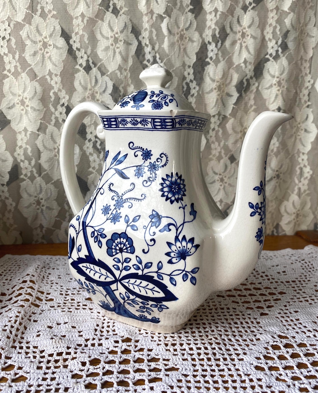 Vintage Blue Onion Enoch Wedgewood Tunstall Coffee Tea Pitcher - Etsy
