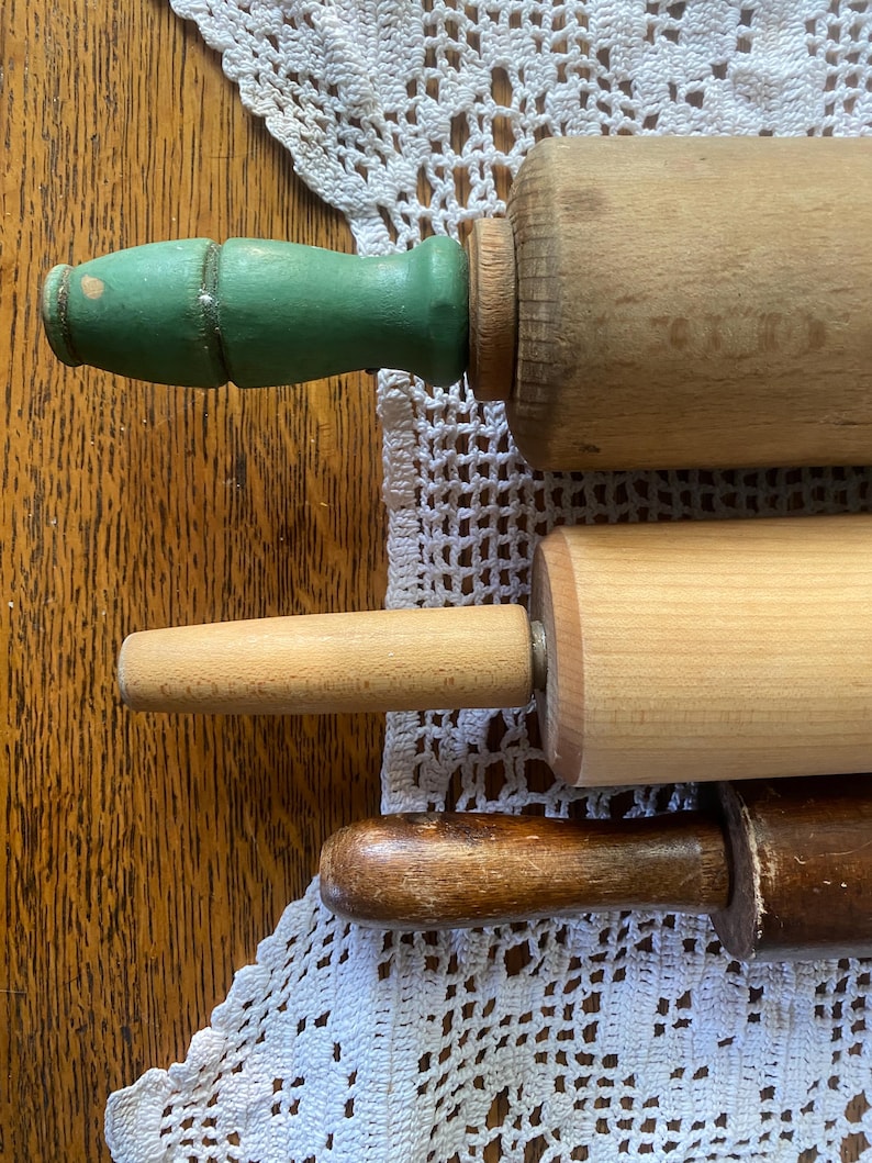 Three Vintage Wood Rolling Pins, Vintage Country Kitchen Decor, Vintage ...