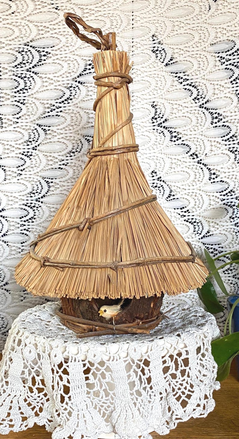 14" Thatched Roof Decorative Bird House - Etsy