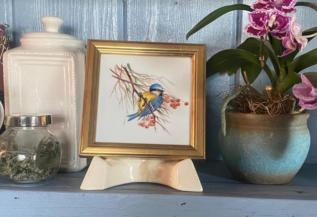 Hubert Weidinger Hand Painted Bird Tile With Gold Frame - Etsy