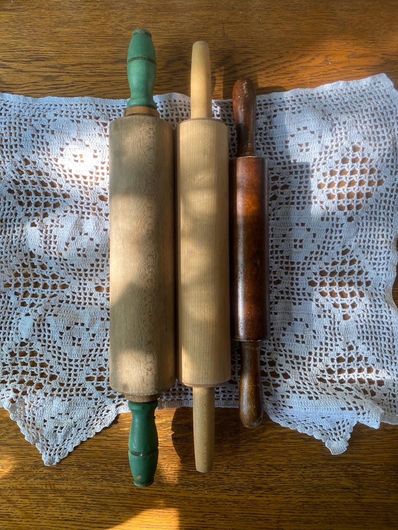Three Vintage Wood Rolling Pins, Vintage Country Kitchen Decor, Vintage ...