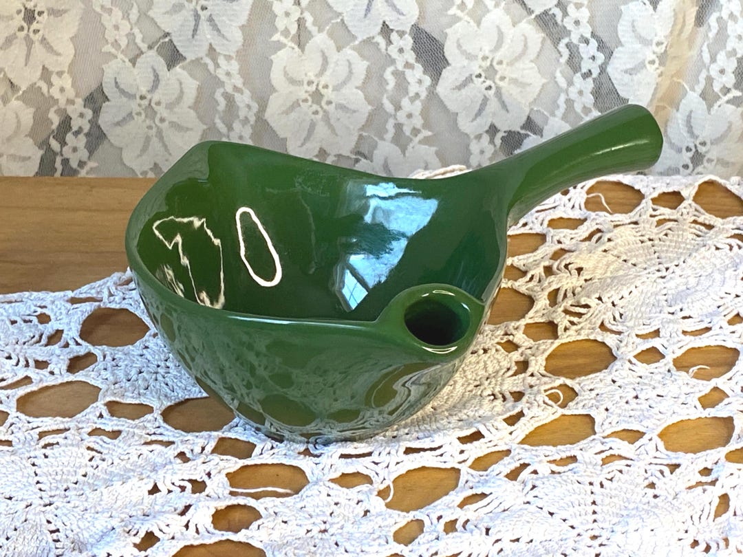 Vintage MCM Green Ceramic Gravy Boat Separator Sauce Serving Pan - Etsy