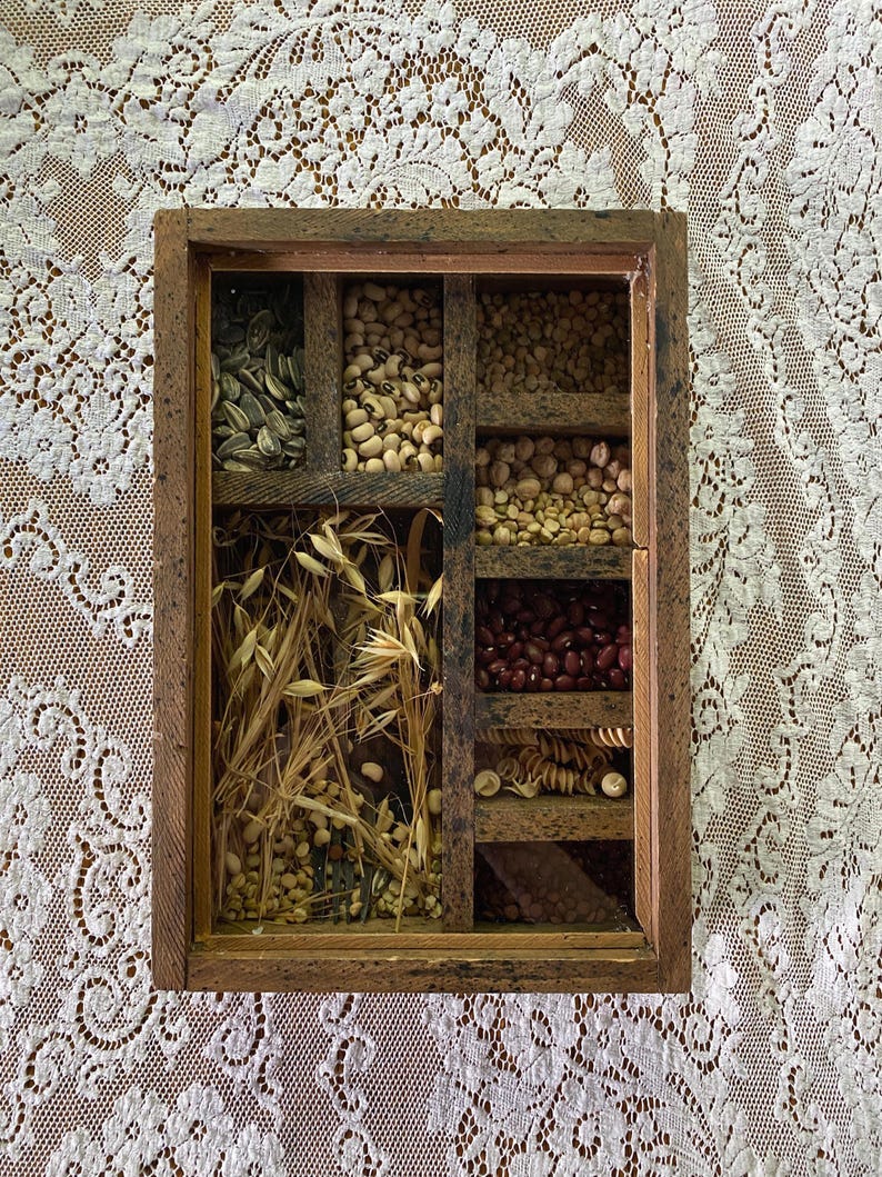 Vintage MCM Beans, Wheat, Lentils and Silverware Shadowbox for Kitchen ...