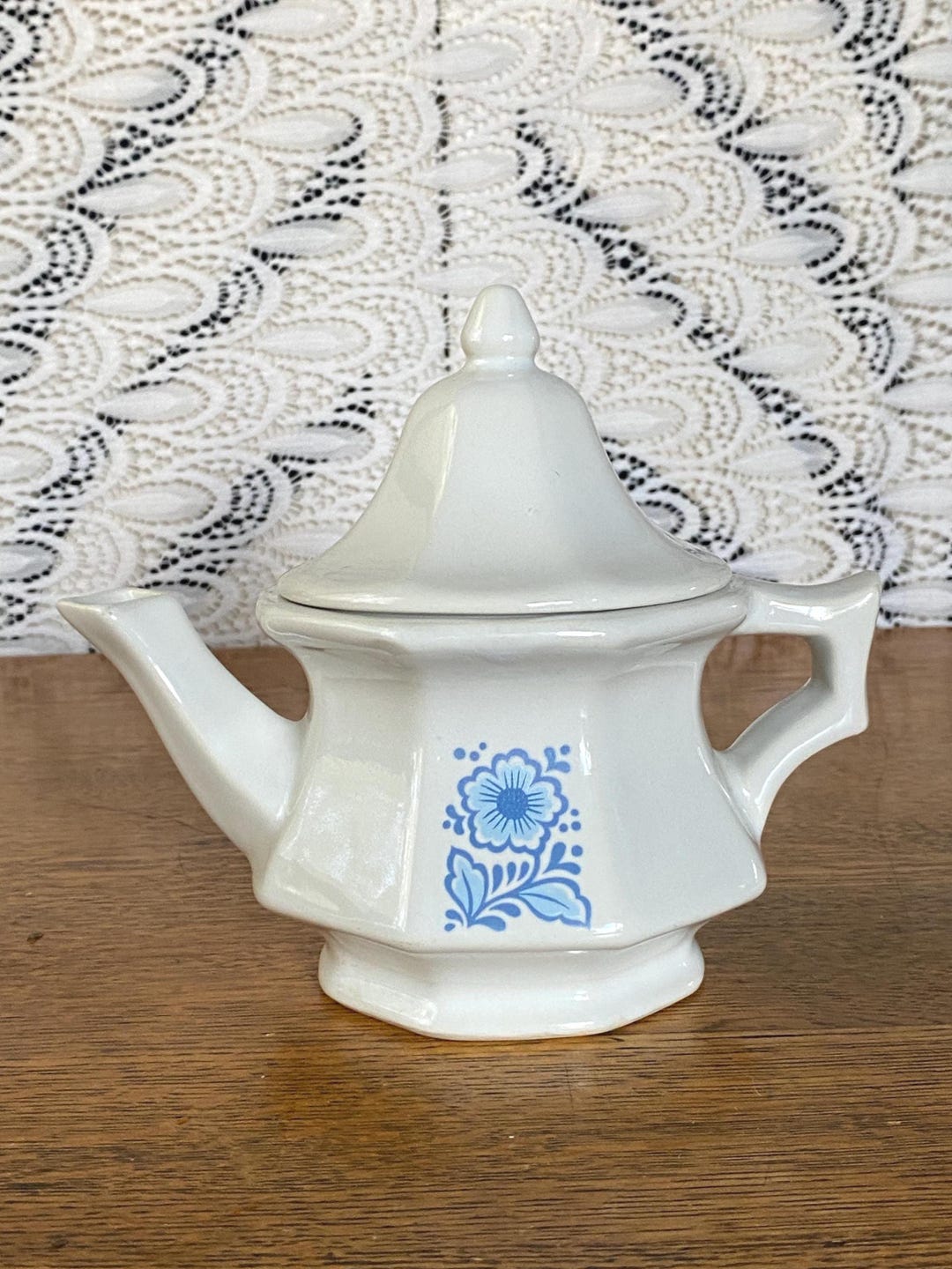 Vintage Avon Ceramic Teapot With Blue Floral Pattern - Etsy