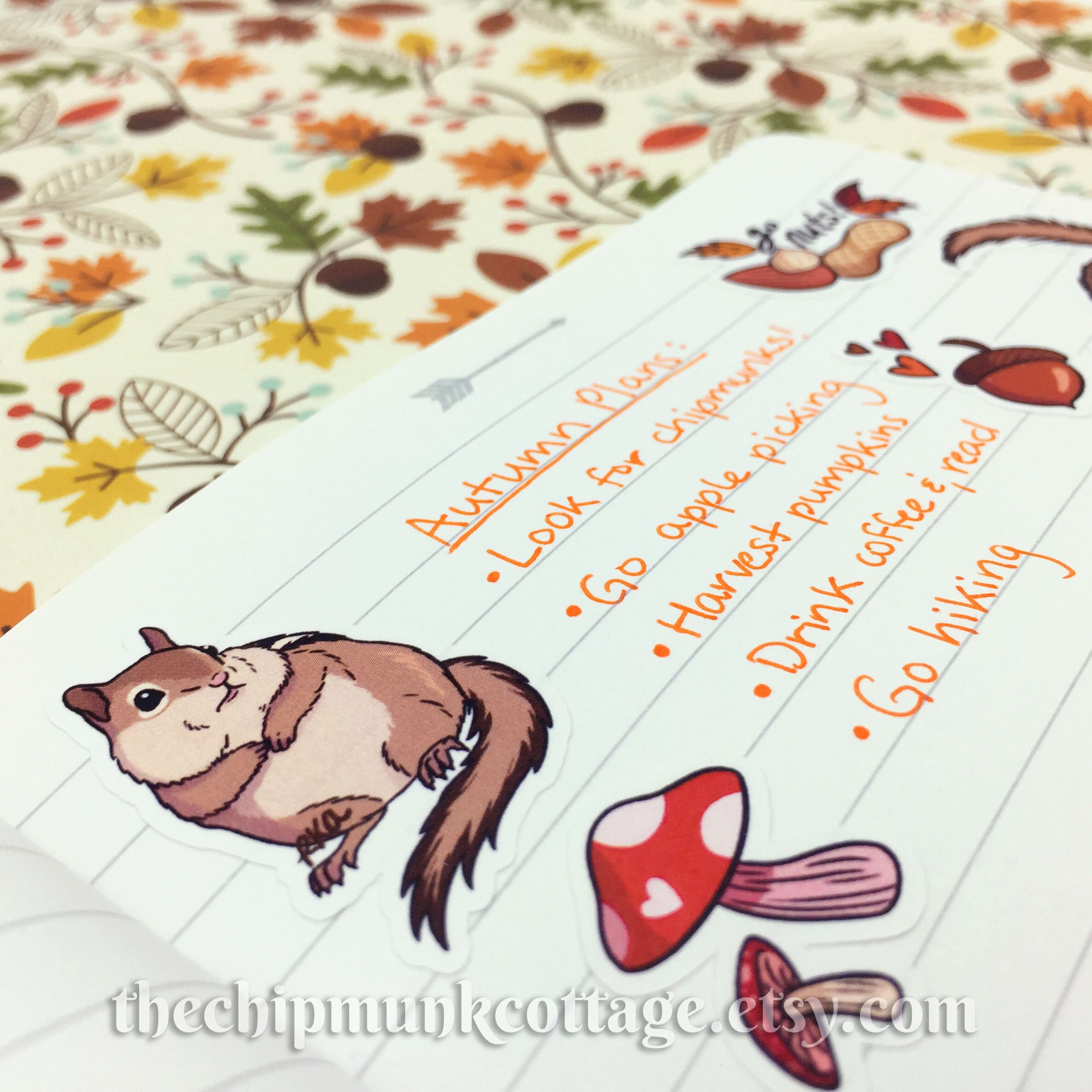 Autumn Chipmunks Cute Matte Sticker Sheet Fall Seasonal Stationery ...