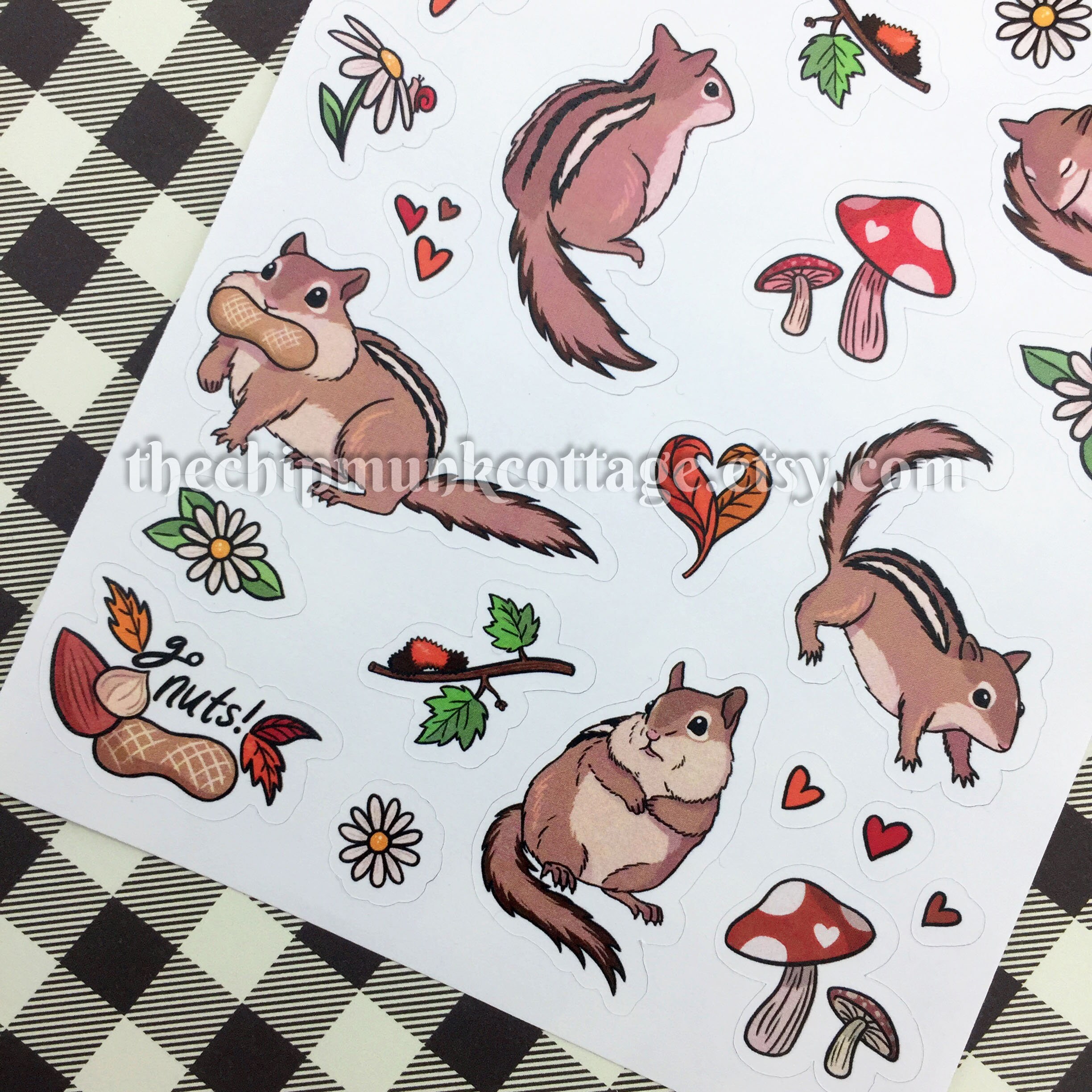 Autumn Chipmunks Cute Matte Sticker Sheet Fall Seasonal Stationery ...