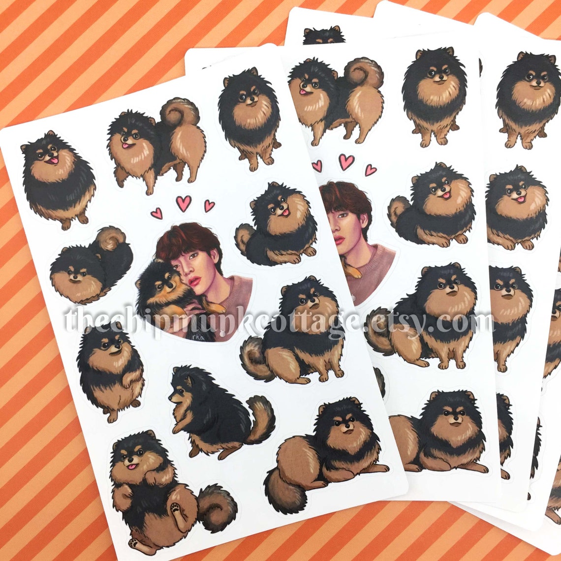 Yeontan Matte Sticker Sheet Kim Taehyung V BTS Bangtan Pomeranian Dog ...