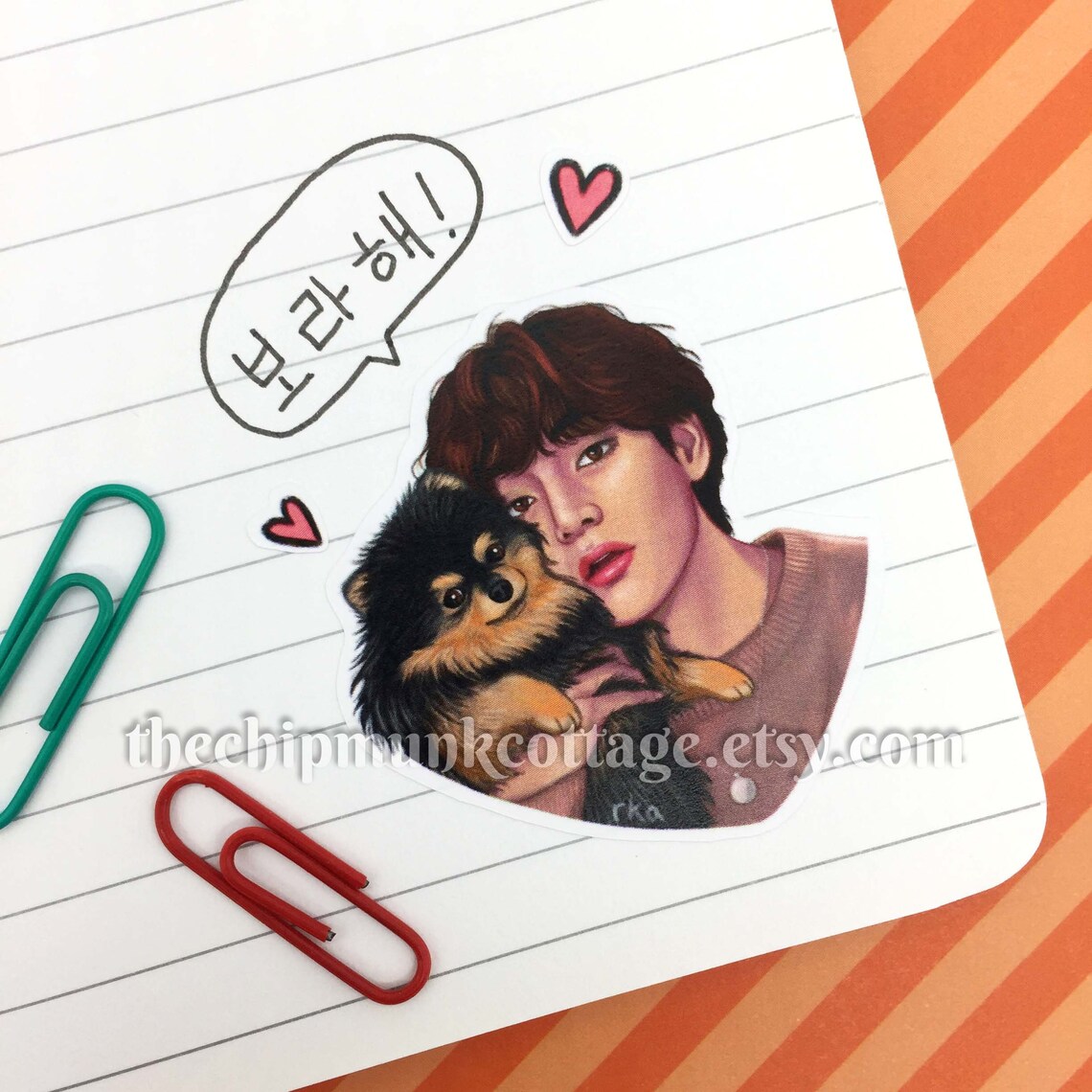 Yeontan Matte Sticker Sheet Kim Taehyung V BTS Bangtan Pomeranian Dog ...