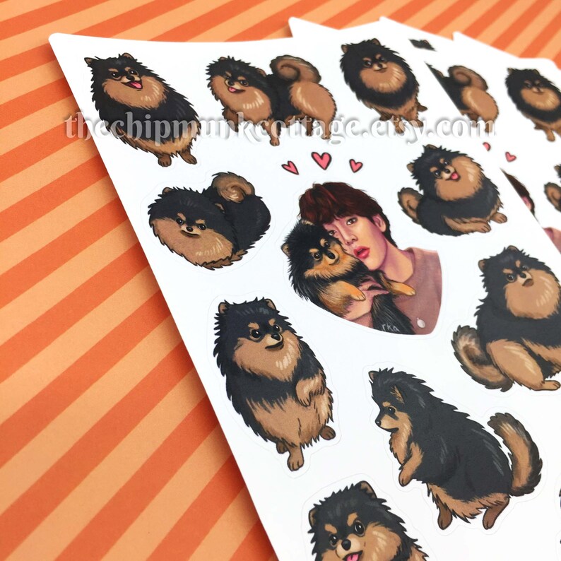 Yeontan Matte Sticker Sheet Kim Taehyung V BTS Bangtan Pomeranian Dog ...