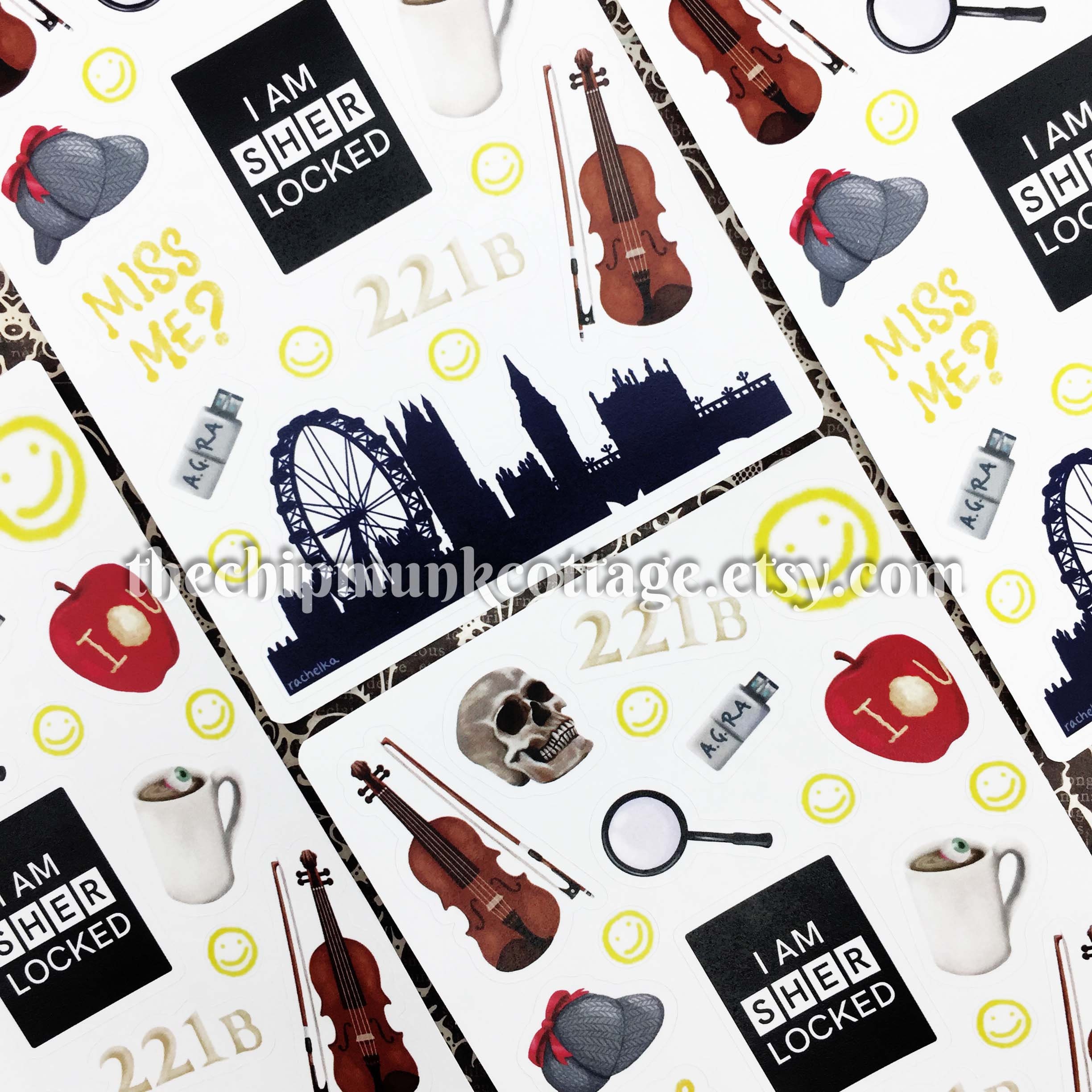 Sherlock Holmes Sherlocked London Matte Sticker Sheet Stationery ...