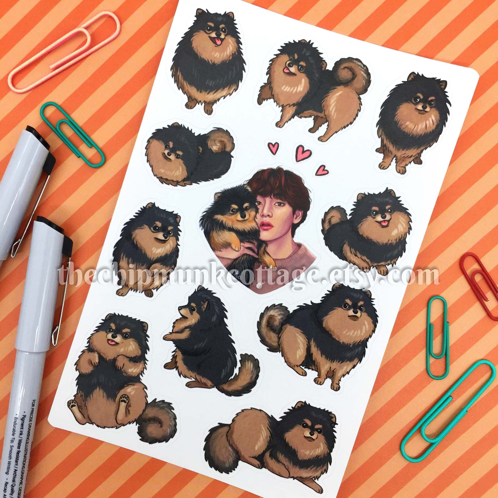 Yeontan Matte Sticker Sheet Kim Taehyung V BTS Bangtan Pomeranian Dog ...