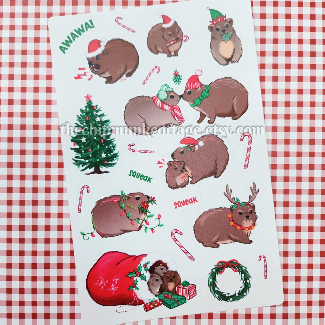 Christmas Hyrax Awawa Matte Sticker Sheet | Cute Dassie African Animal ...