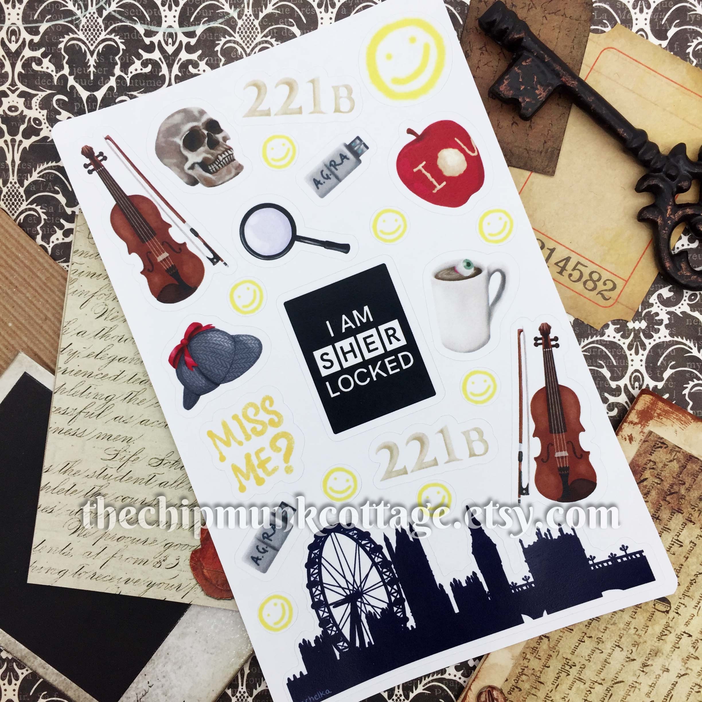 Sherlock Holmes Sherlocked London Matte Sticker Sheet Stationery ...