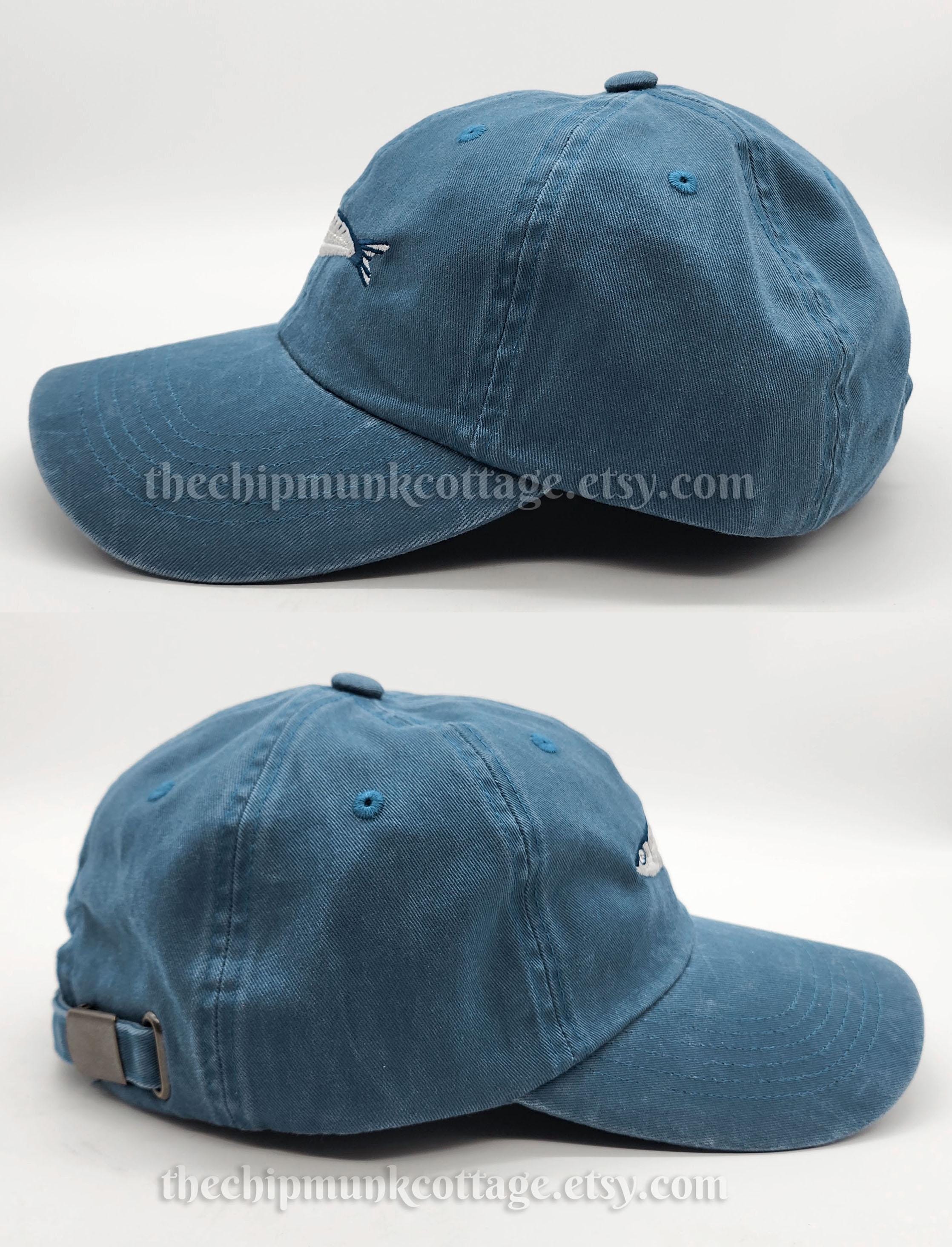 Sardine Fish Embroidered Washed Faded Blue Cap Hat | Adjustable ...