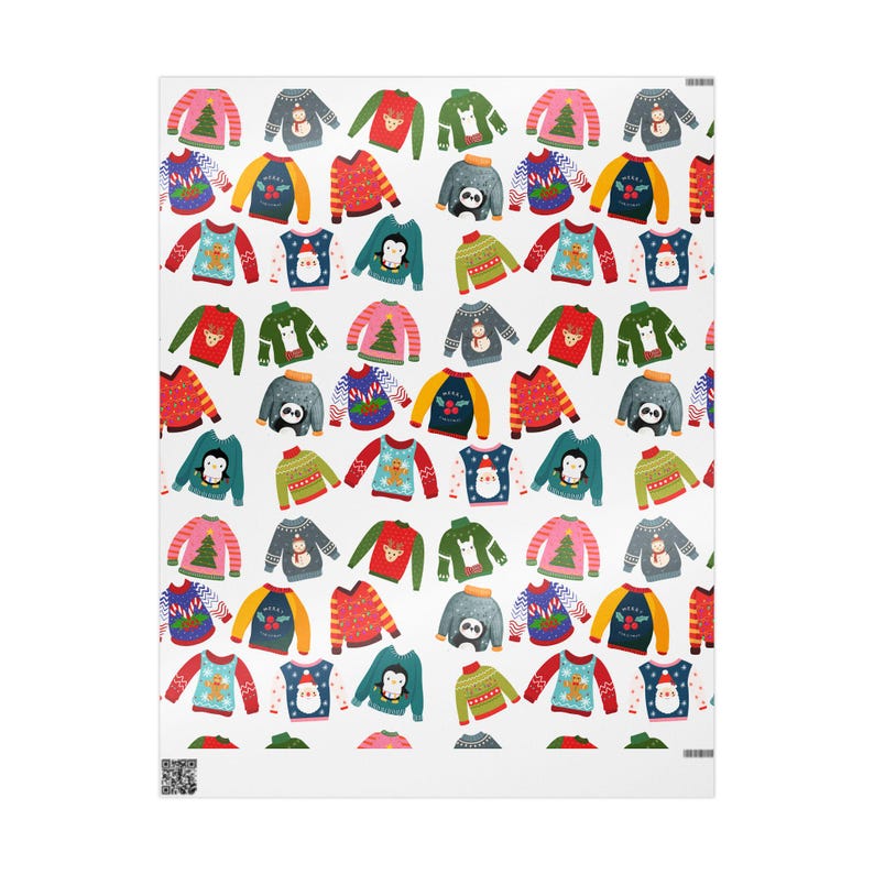 Christmas Ugly Sweater Wrapping Paper, Holiday Gift Wrap, Festive ...
