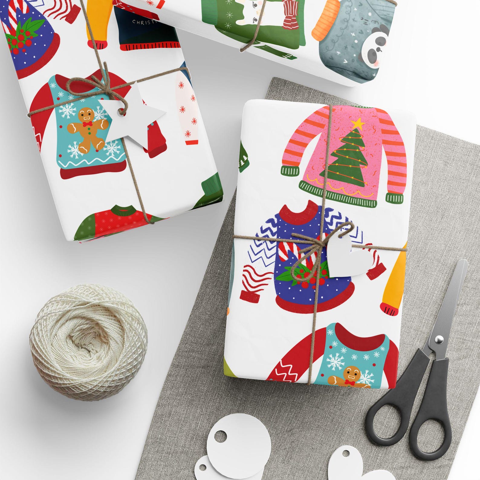 Christmas Ugly Sweater Wrapping Paper, Holiday Gift Wrap, Festive ...