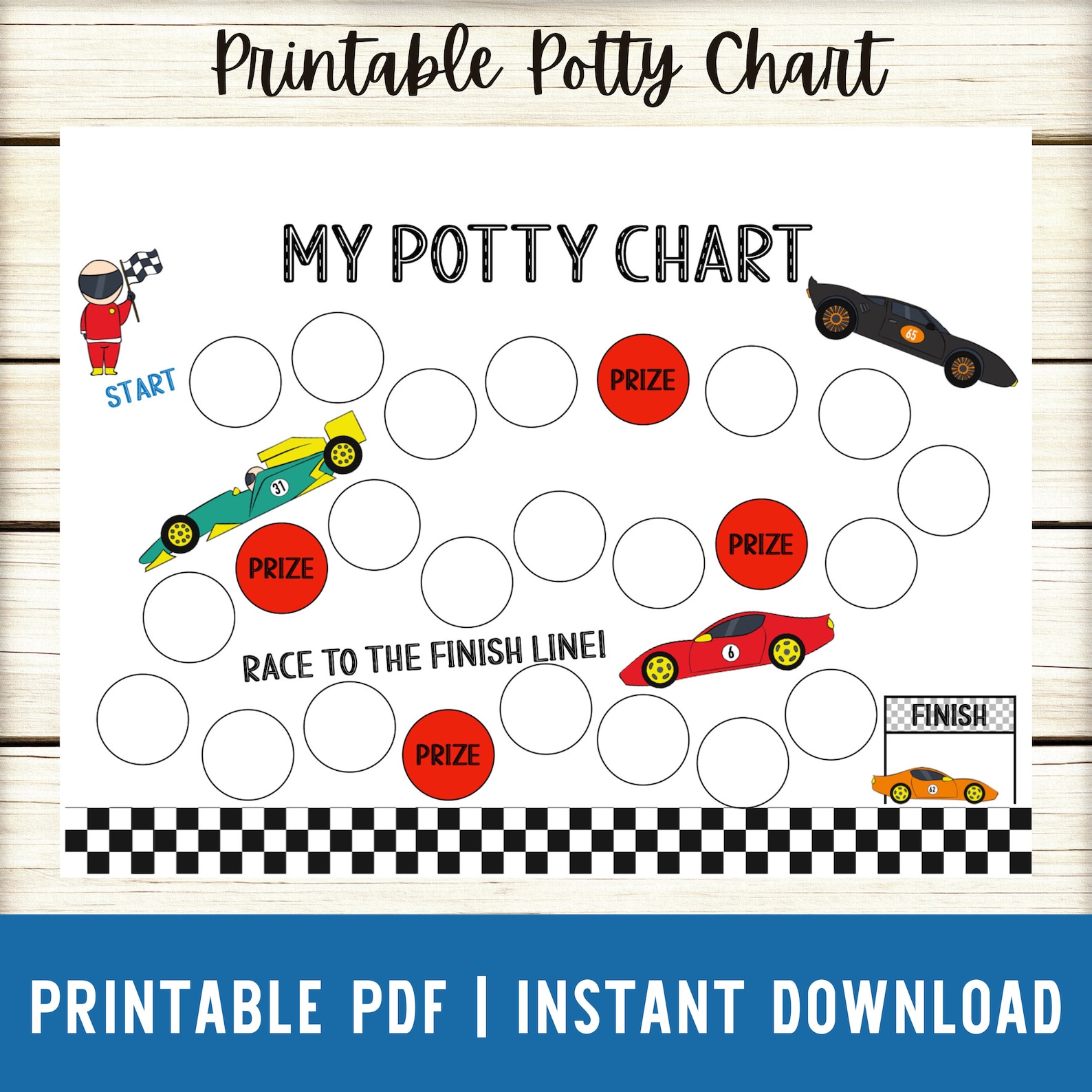 Printable Potty Chart | Race Cars Potty Chart | Printable PDF | Instant ...