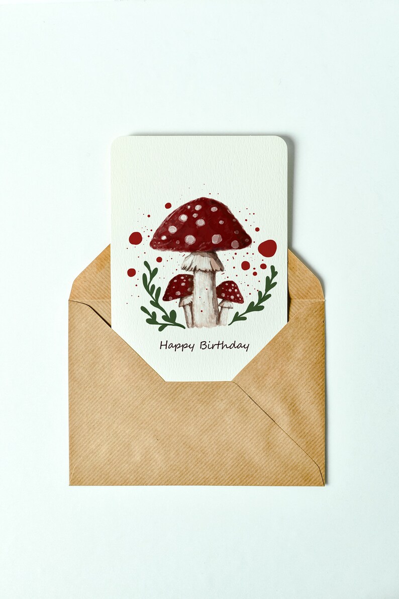 Digital Happy Birthday Mushroom Card Digital Personalized - Etsy