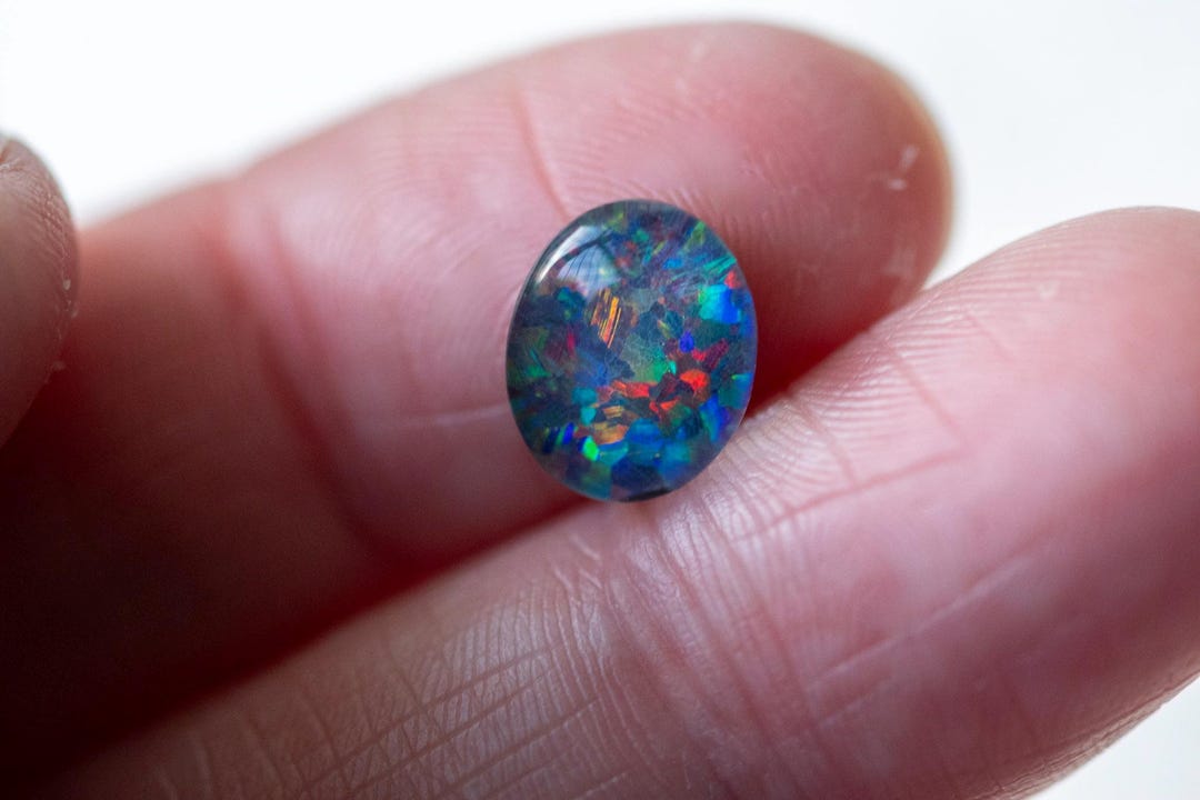2.10ct Australian Opal Triplet, Oval Cabochon, Bright and Sparkly ...